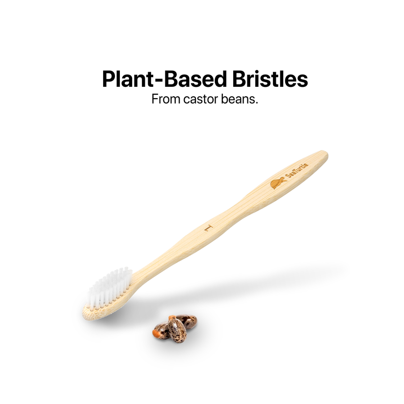 Sea Turtle Bamboo Toothbrushes - 4 Pack for Adults